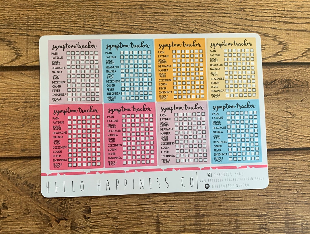 Symptom Tracker - Customizable - Planner Stickers - Many Color Options ...
