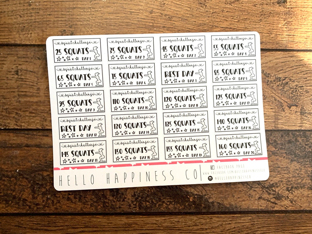 20 Day Squat Challenge Planner Stickers - Etsy