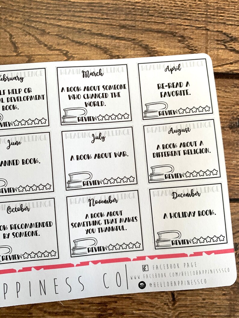 12 Month Reading Challenge Planner Stickers - Etsy