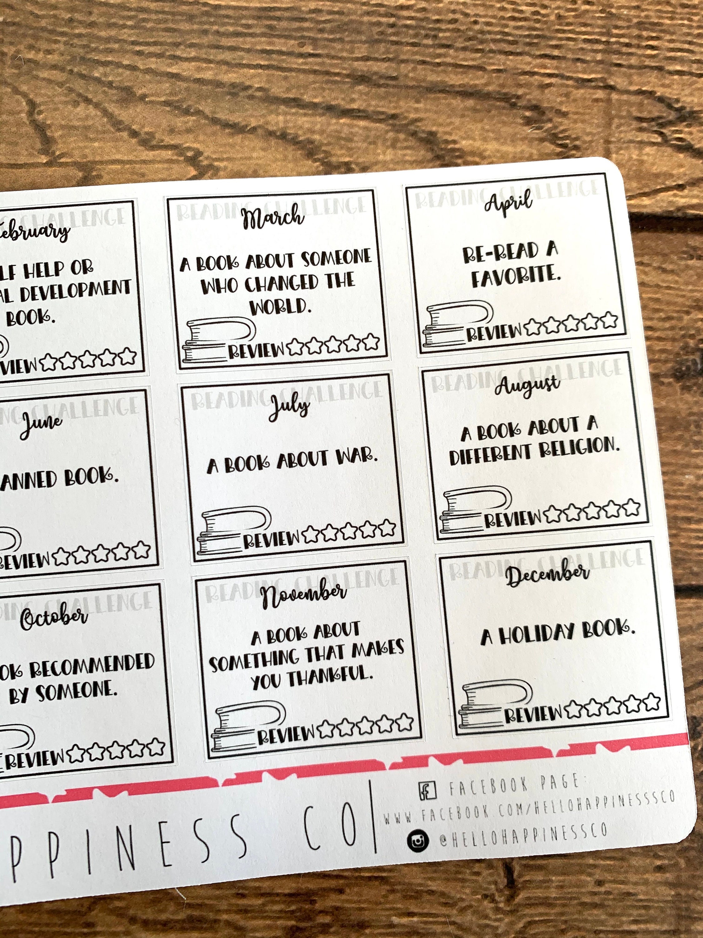 12 Month Reading Challenge Planner Stickers - Etsy