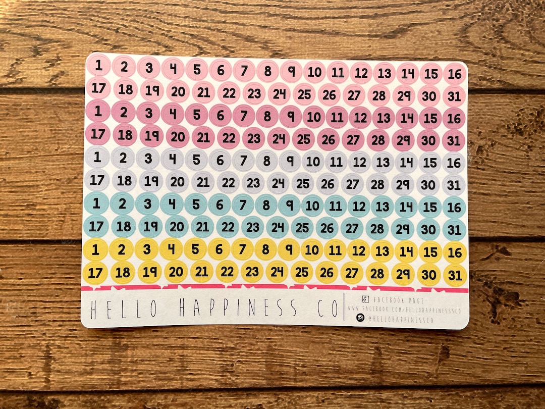 Circular Date Dots - Regular and Tiny Sizes Available - Planner ...