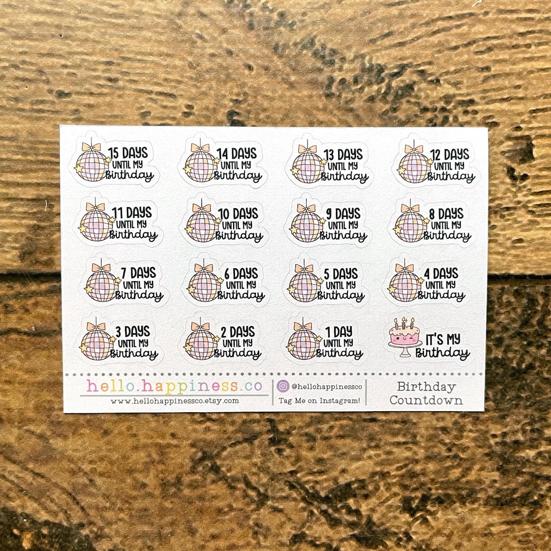 Birthday Countdown - Planner Stickers - Mini Sheet - Etsy