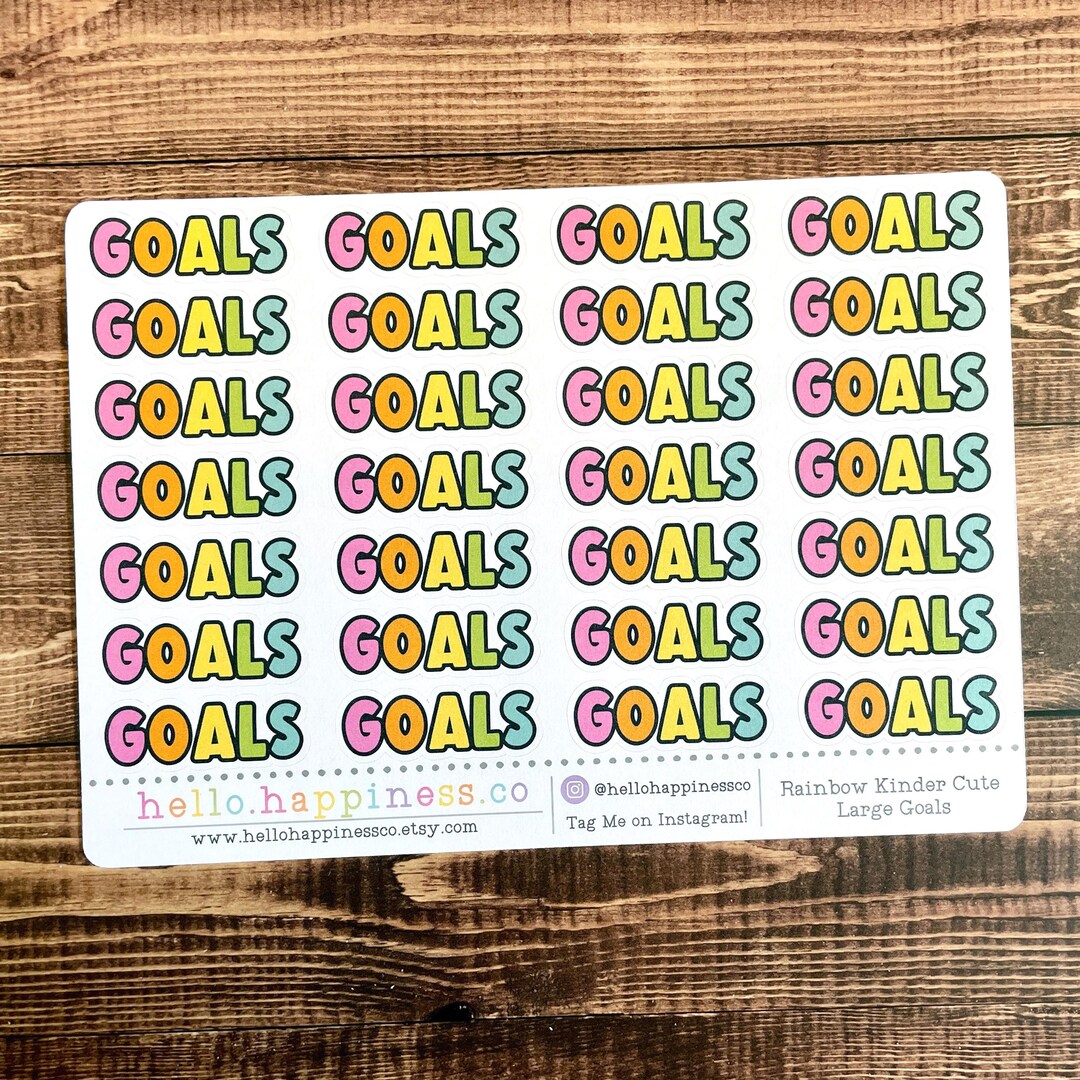 Goals Rainbow Kinder Cute Headers - Planner Stickers - 1.5 Inch Width ...