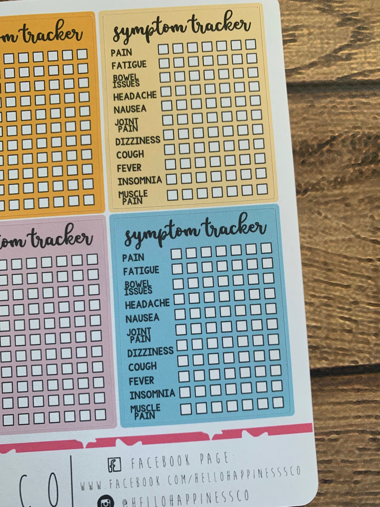 Symptom Tracker - Customizable - Planner Stickers - Many Color Options ...