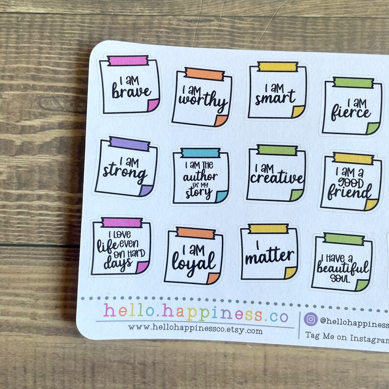 Colorful Affirmation Sticky Note Stickers - Planner Stickers - Etsy