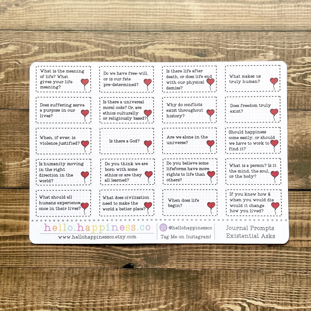 Existential Asks Journal Prompts - Planner Stickers - A5 Lined Journal ...