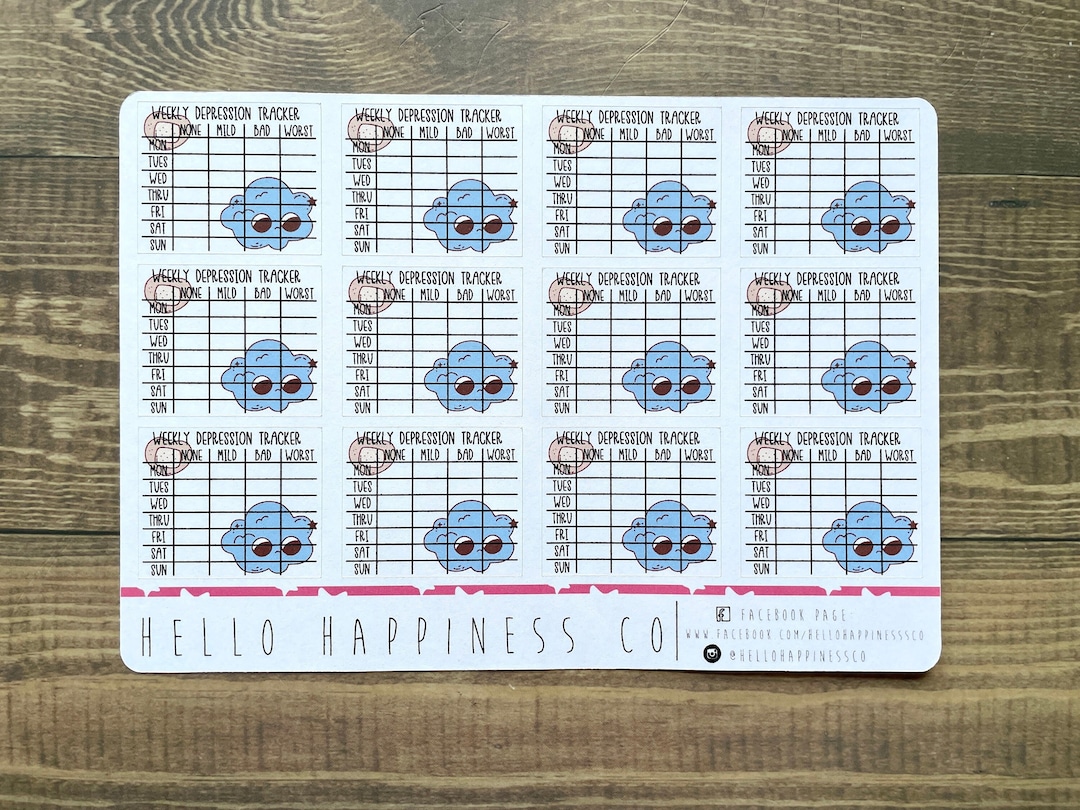 Weekly Depression Tracker - Mental Health Planner Stickers - Background ...