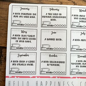 12 Month Reading Challenge Planner Stickers - Etsy