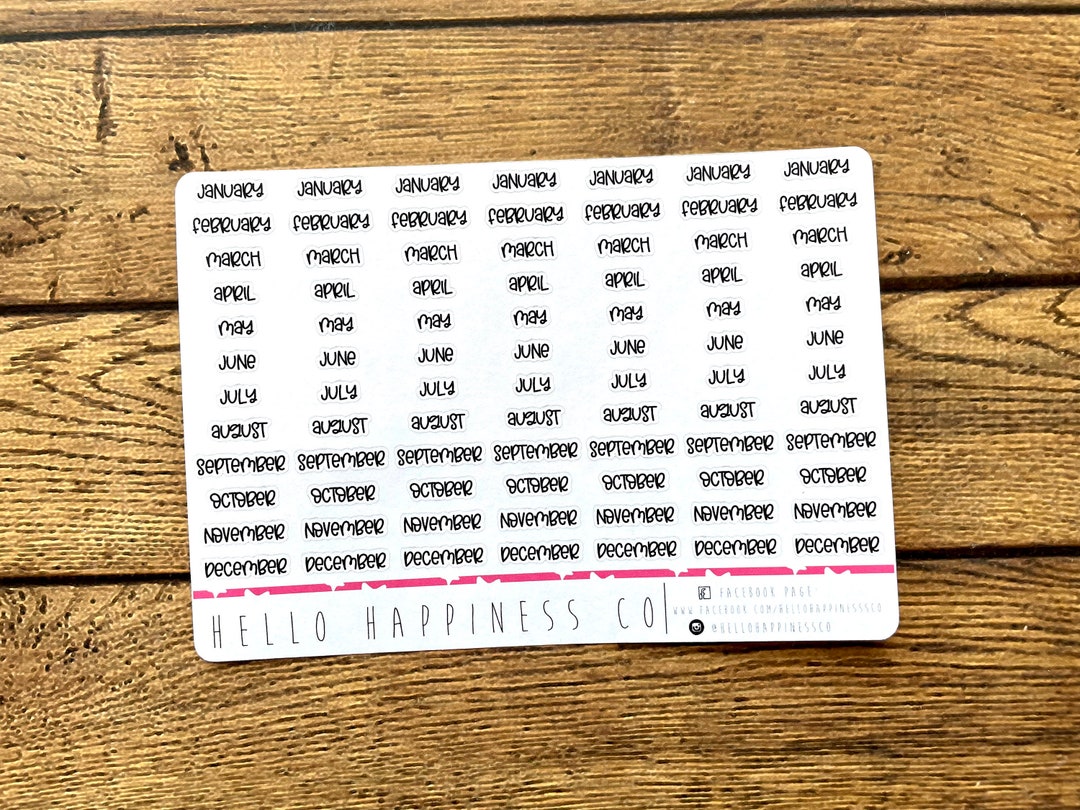 Mini Months of the Year Stickers - Planner Typography Stickers ...