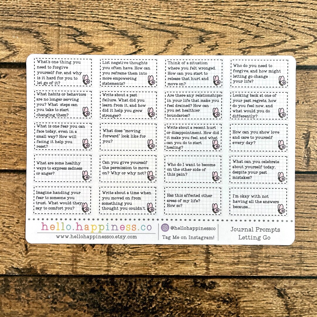 Letting Go Journal Prompts Stickers: College Ruled - Etsy
