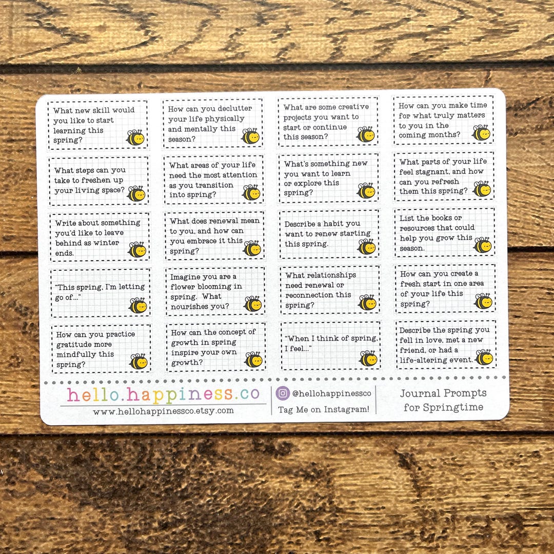 Springtime Journal Prompts Stickers - College Ruled - Planner Add-on - Etsy