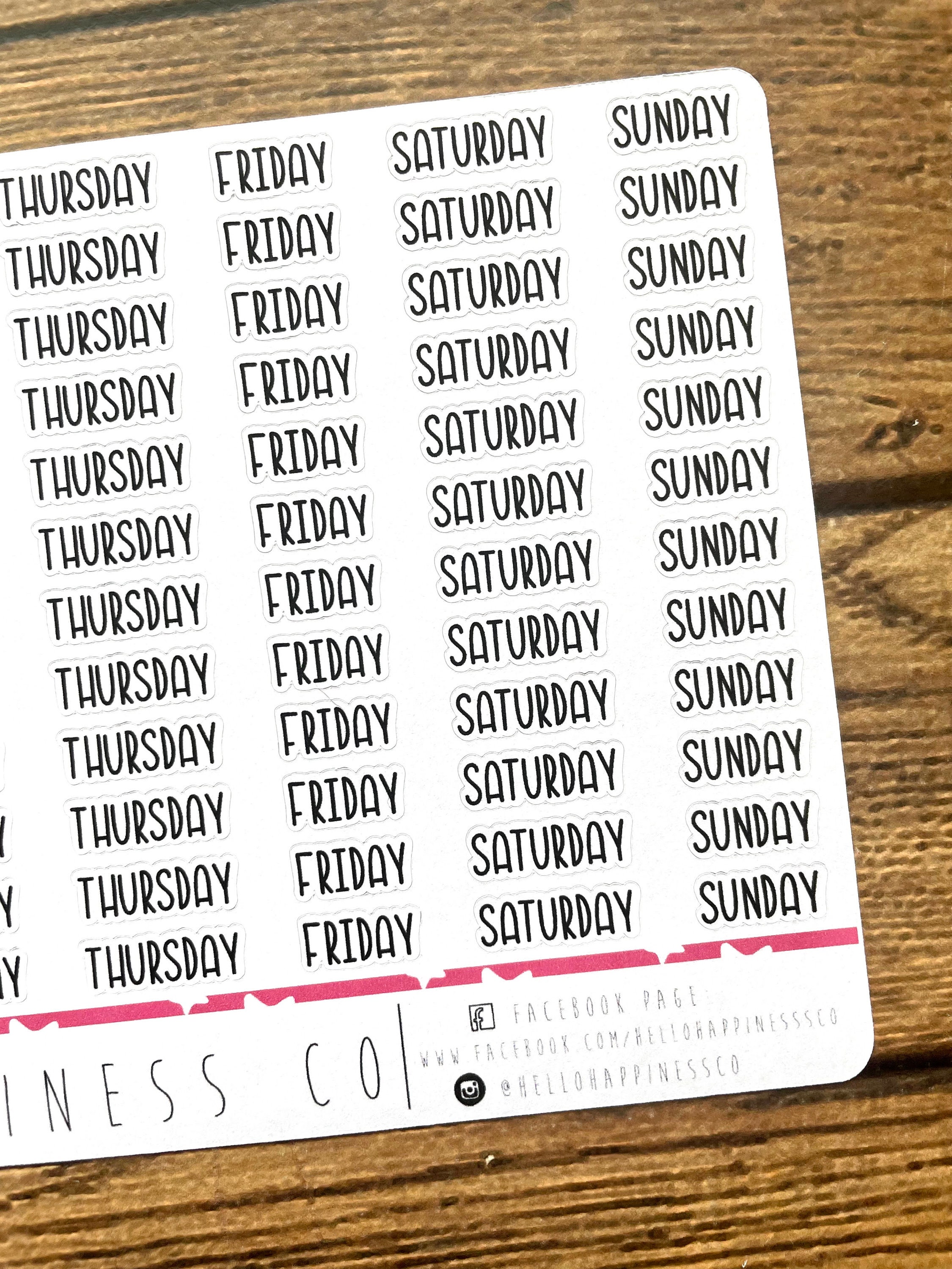 Small Weekdays Stickers Isabel Script Stickers Planner - Etsy