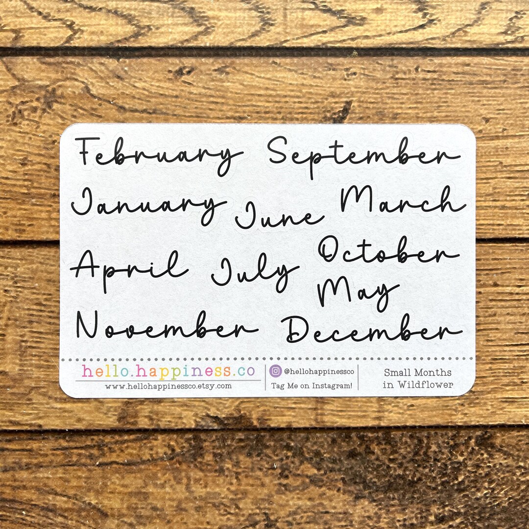 Small Months of the Year Planner Stickers - Wildflower - Etsy