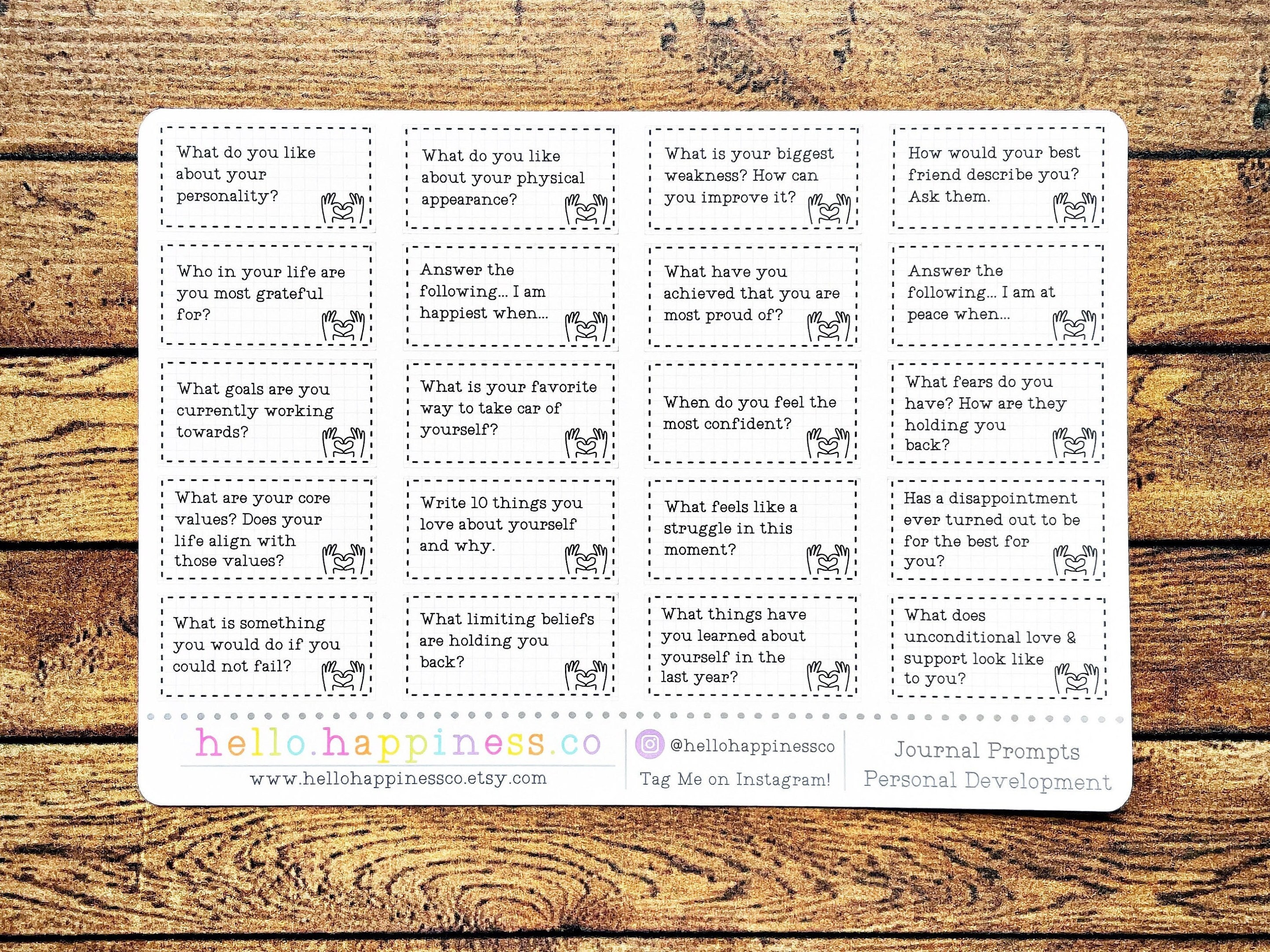Personal Development Journal Prompts - Planner Stickers - A5 Lined ...