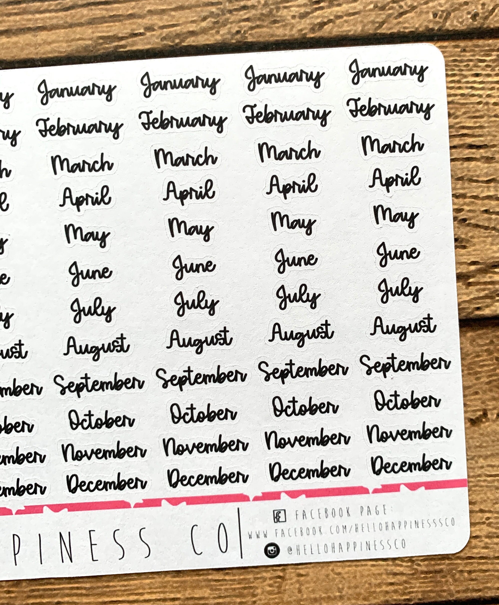 Mini Months of the Year Stickers - Grace Script Stickers - Planner ...