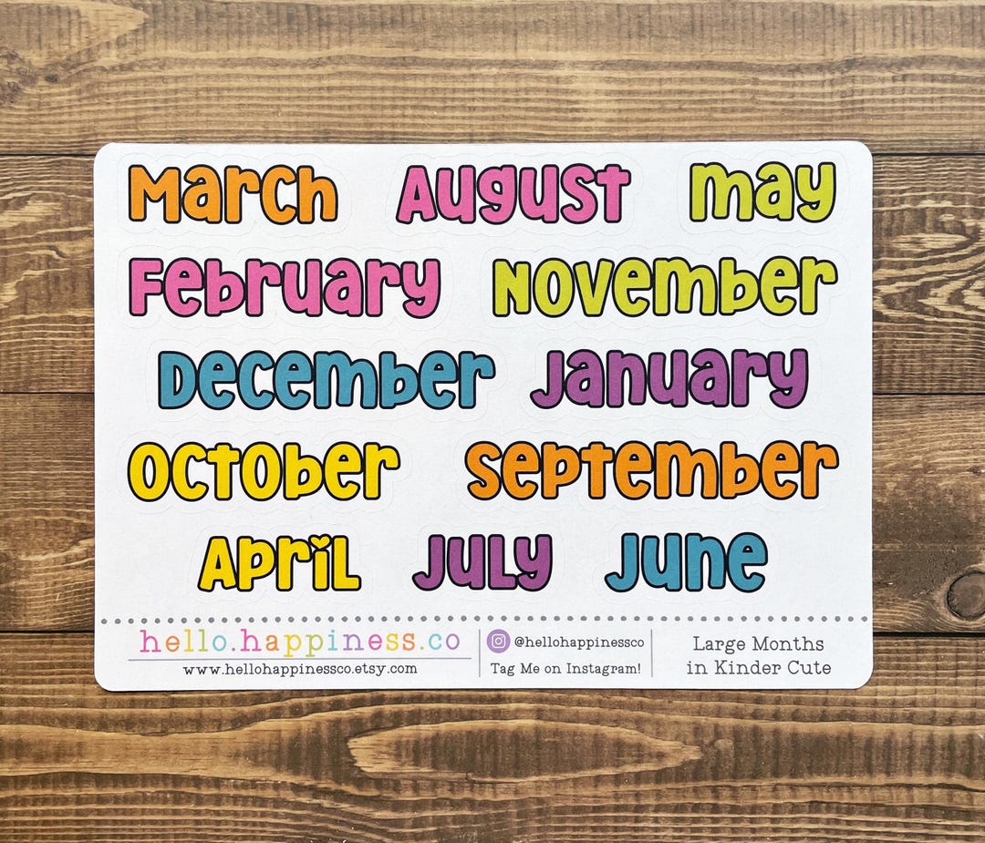 Large Months of the Year Stickers - Planner Typography Stickers ...
