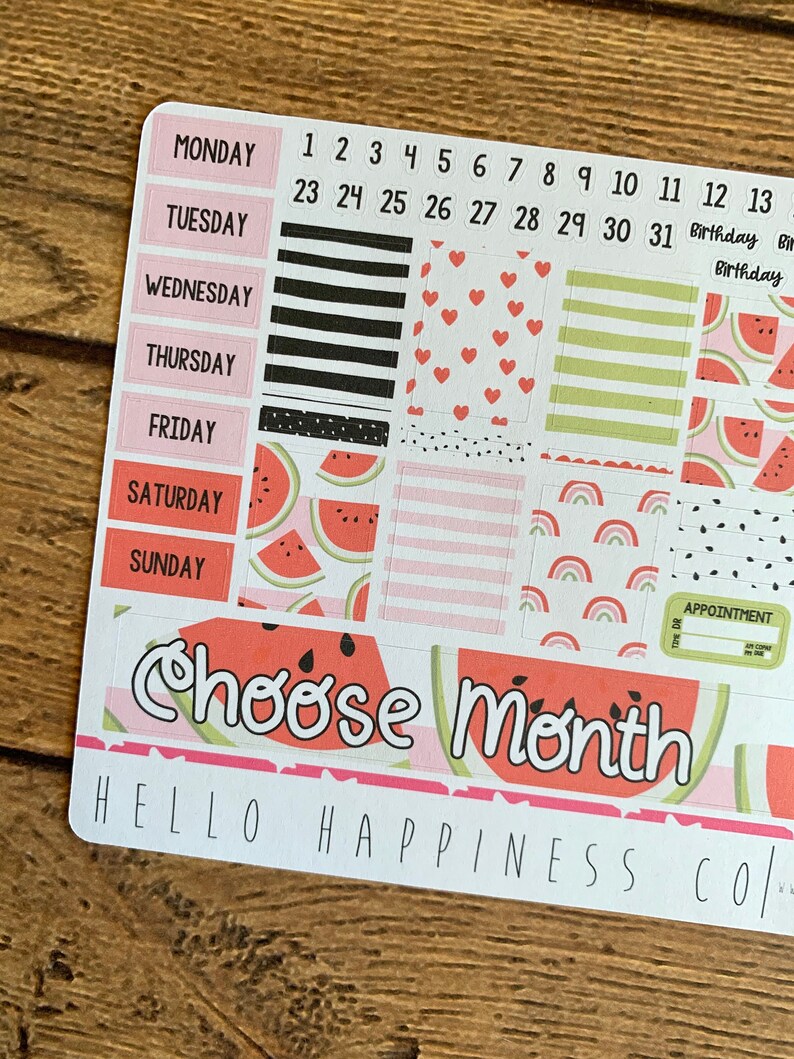 Printpression Monthly View Kit Watermelon - Etsy
