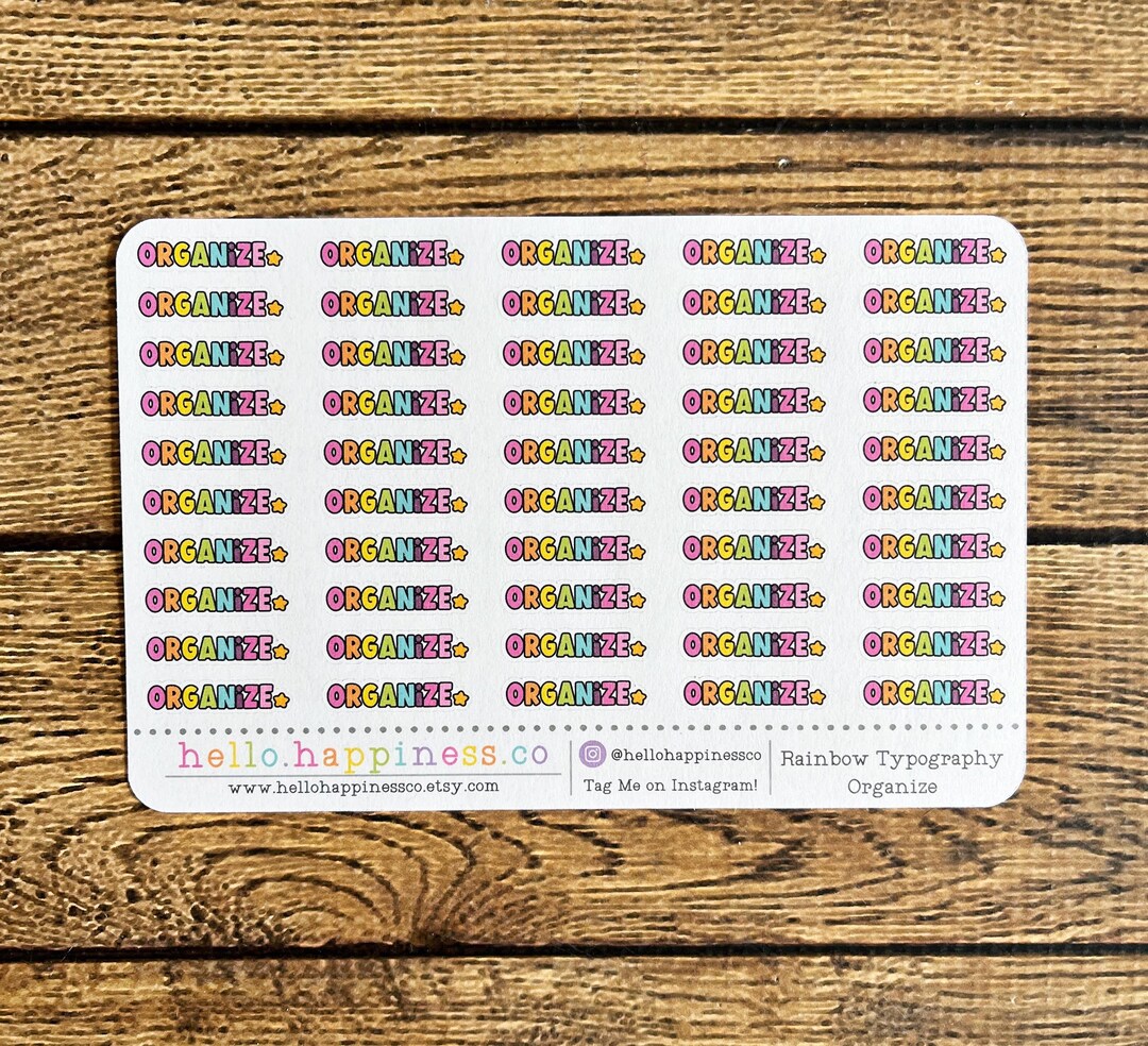 Organize Stickers: Rainbow Typography Planner Stickers - Etsy