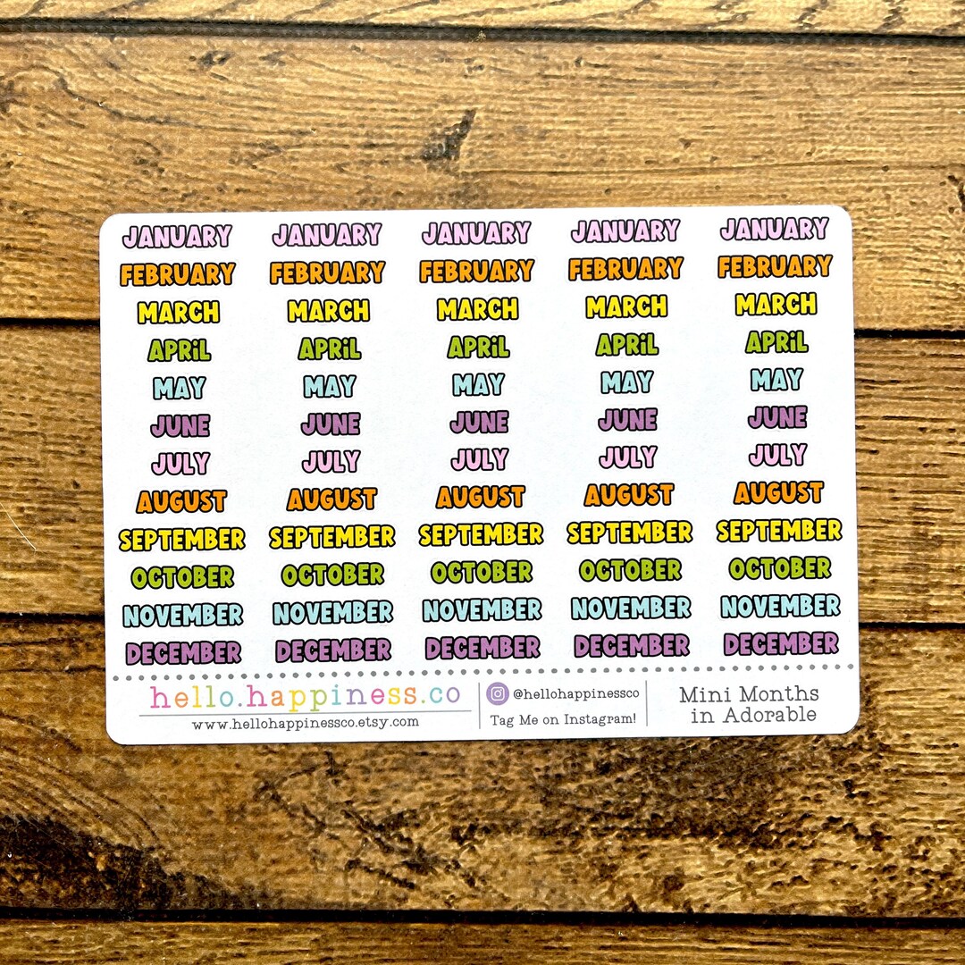 Mini Months of the Year Planner Stickers - Adorable - Etsy