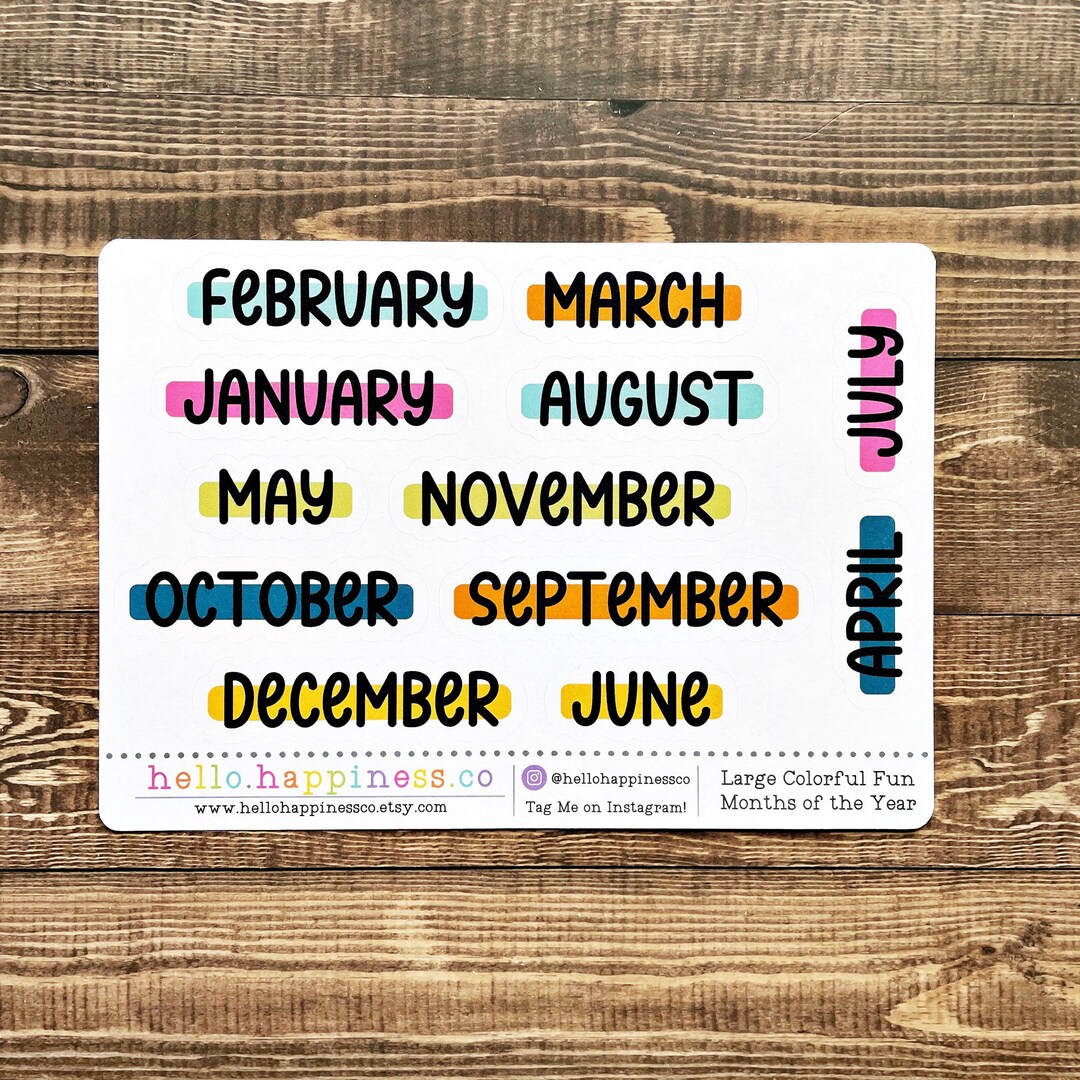 Large Months of the Year Stickers - Planner Typography Stickers ...
