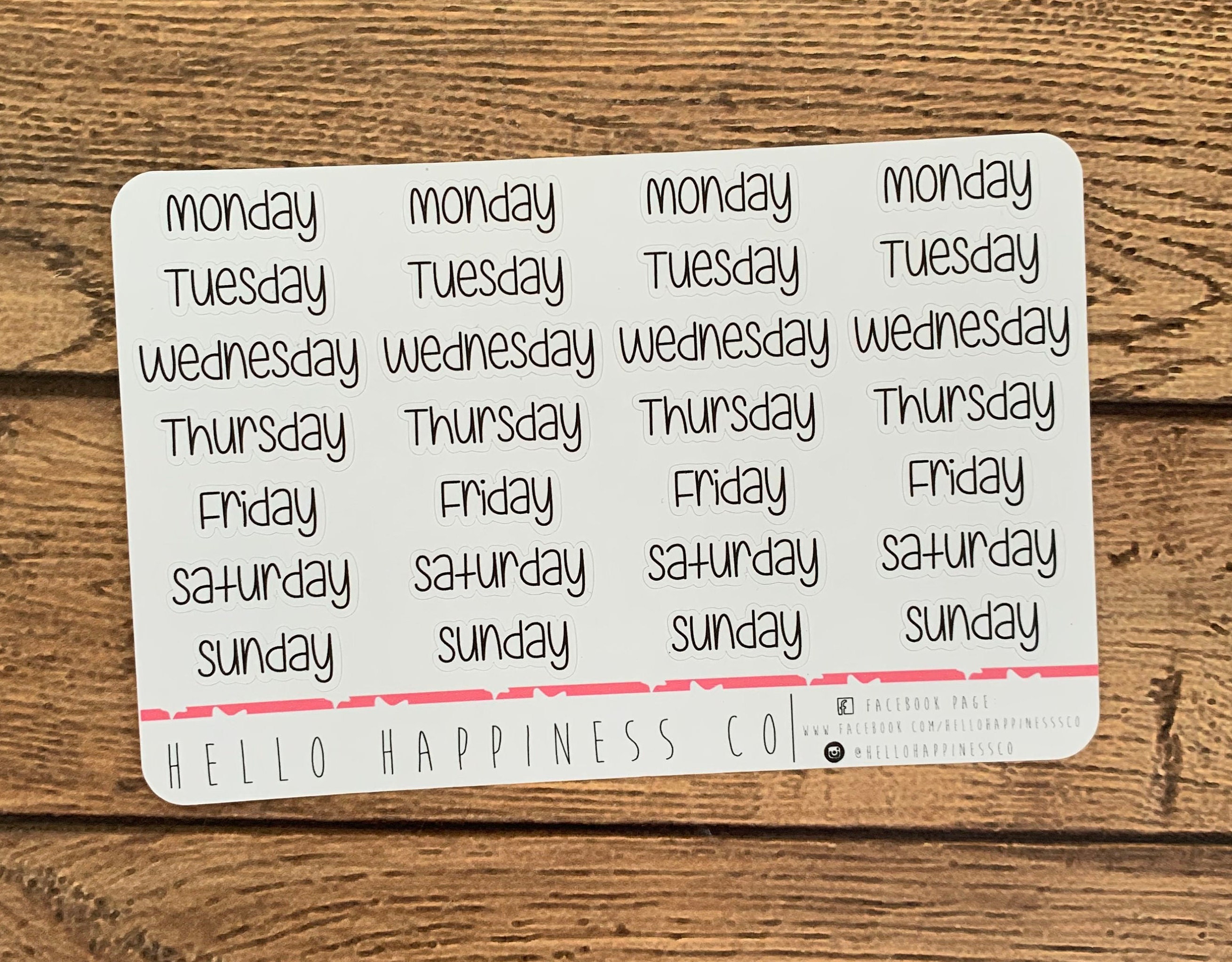 Handwritten Days of the Week Planner Stickers | Etsy