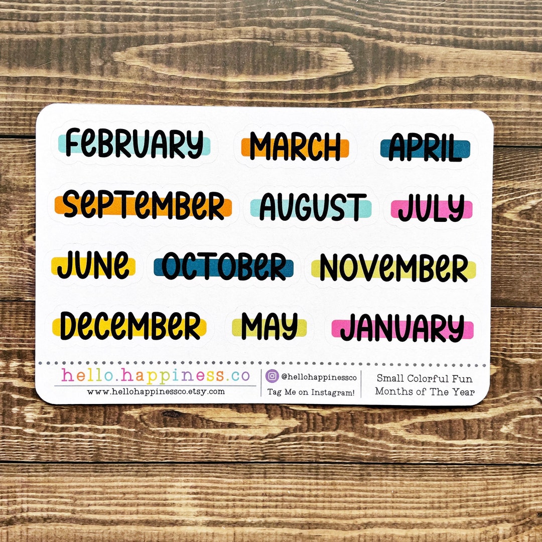 Small Months of the Year Stickers - Planner Typography Stickers ...