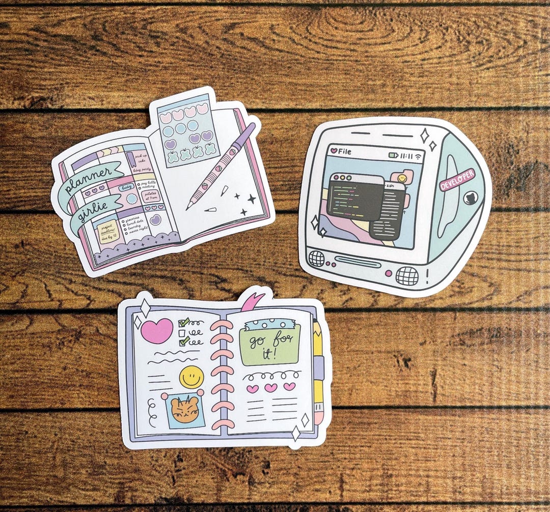 Y2K Planner Die Cuts Vinyl Die Cut Stickers - Glossy & Holographic ...