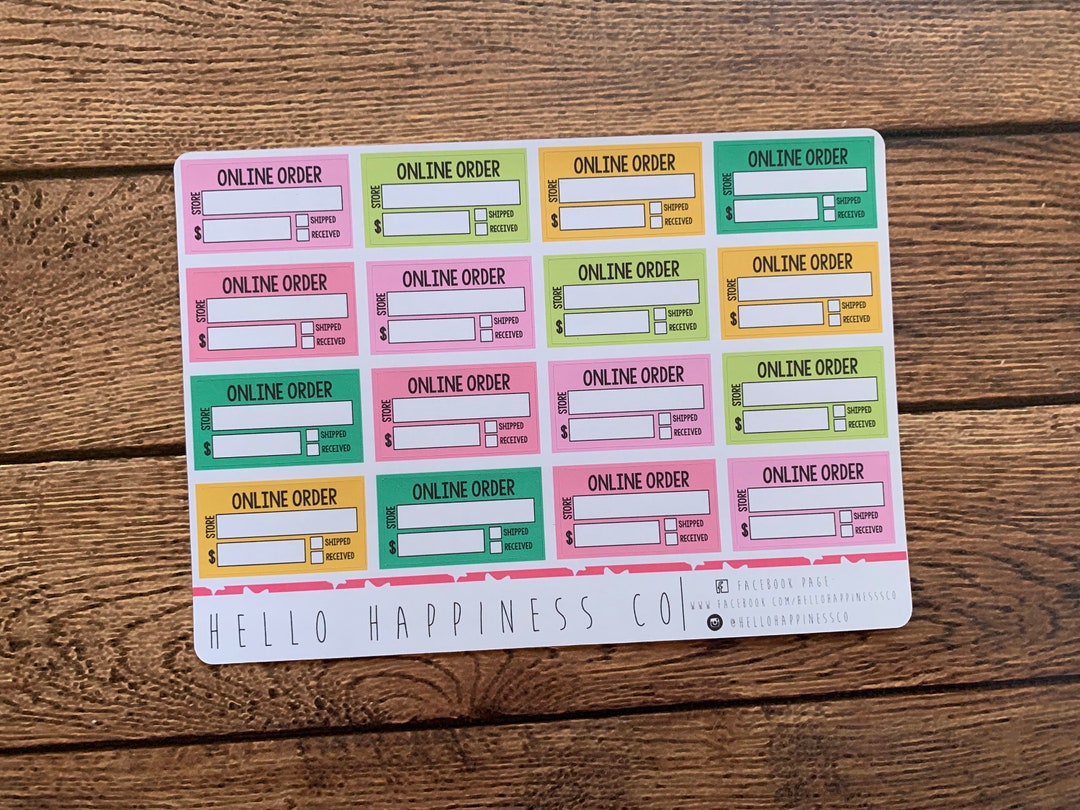 Online Order Tracking Planner Stickers - Many Color Options- Multiple ...