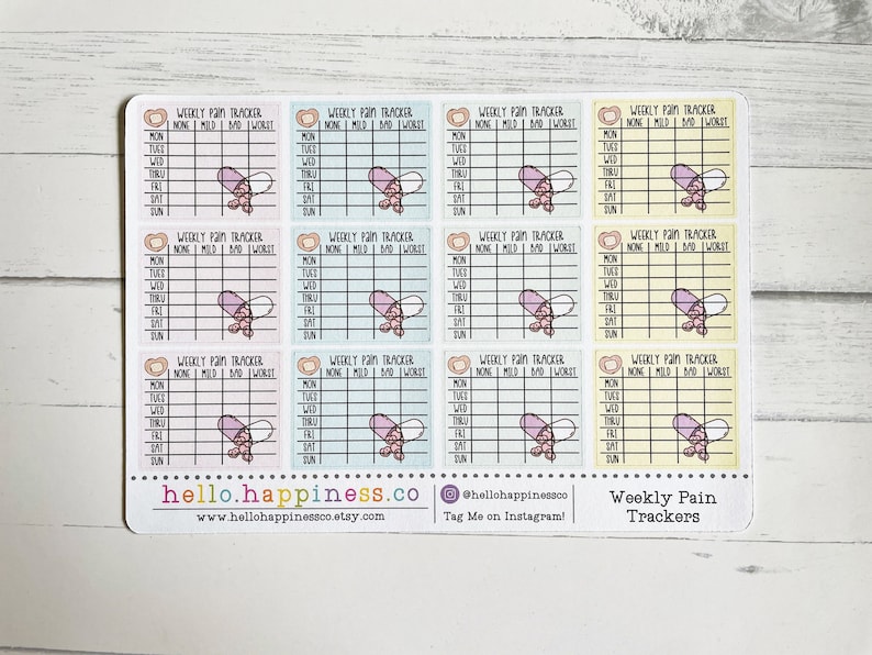 Weekly Pain Tracker - Chronic Illness Planner Stickers - Spoonie ...