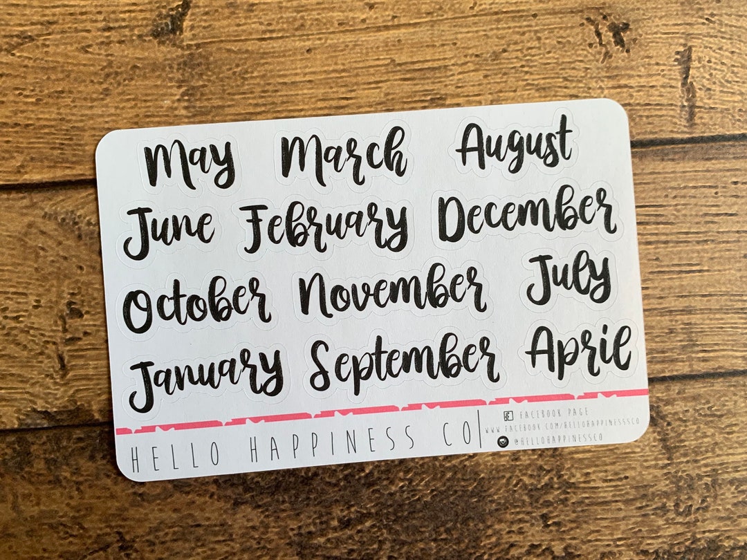 Small Brush Lettering Months of the Year Planner Stickers - Etsy