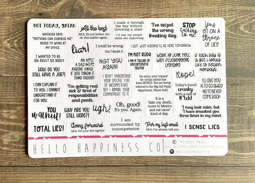 Snarky Work and Office Quotes - Planner Stickers - Etsy