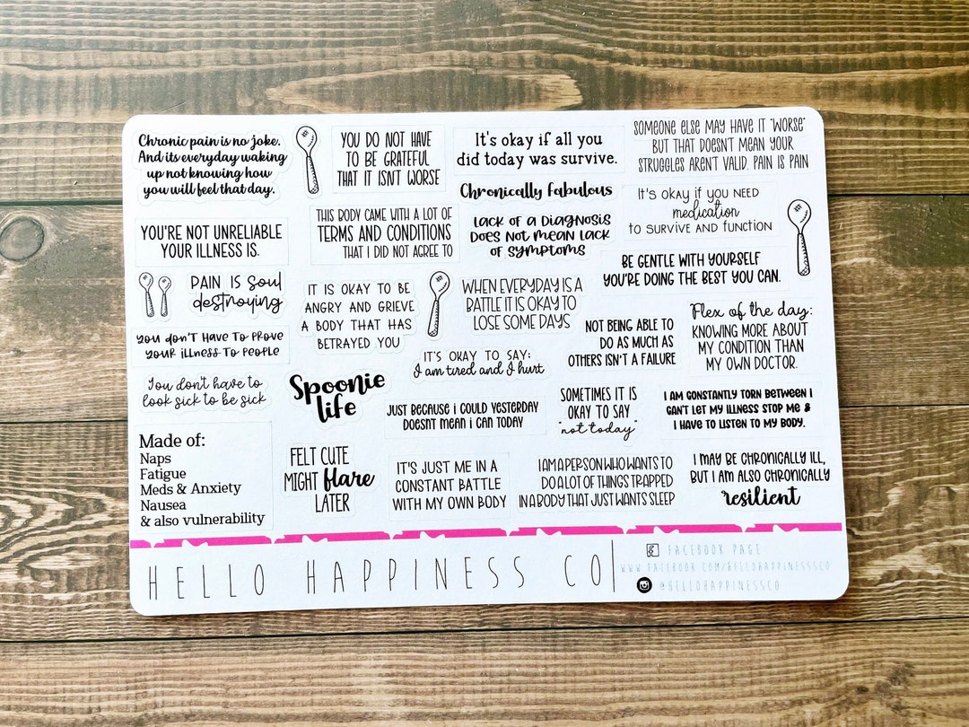 Spoonie Quote Stickers - Chronic Illness Stickers - Planner Stickers - Etsy