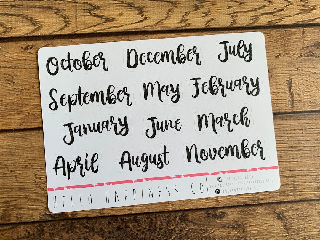 Large Brush Lettering Months of the Year Stickers Planner Stickers - Etsy