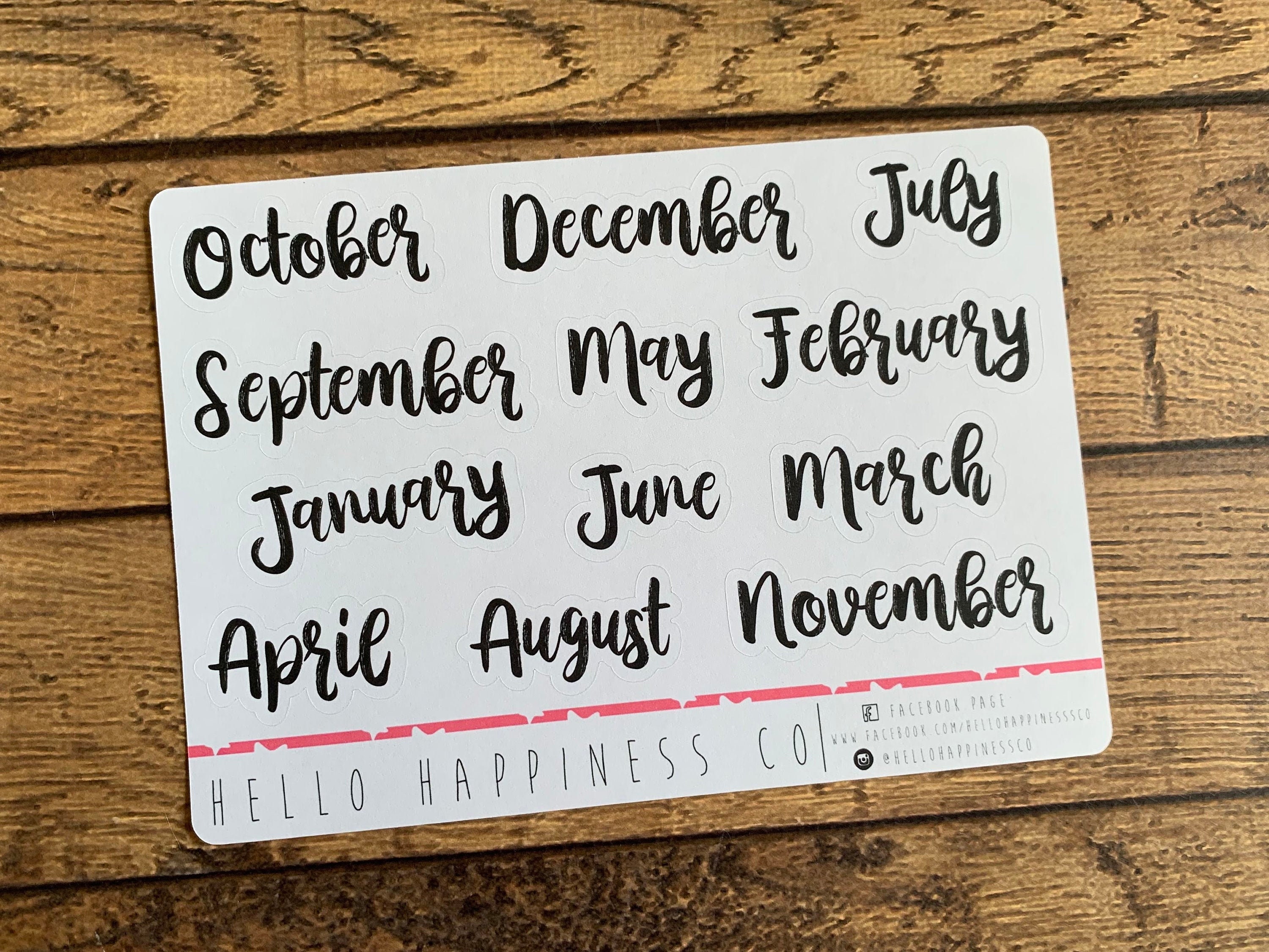 Large Brush Lettering Months of the Year Stickers Planner Stickers - Etsy