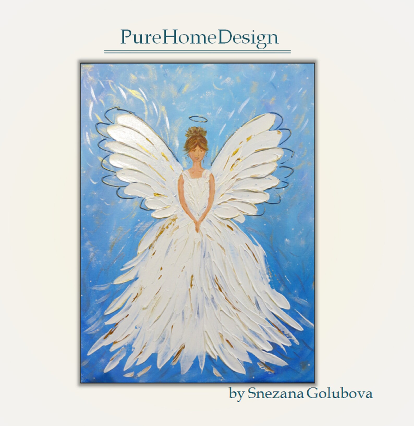 Buy Angel Painting Angel Blessings White Angel Wings Wall Decor Online ...