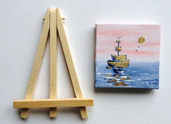 Small Paintings Sailboat Miniature Paintings Small Canvas Art | Etsy