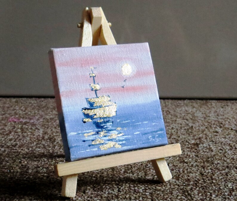 Small Paintings Sailboat Miniature Paintings Small Canvas Art | Etsy