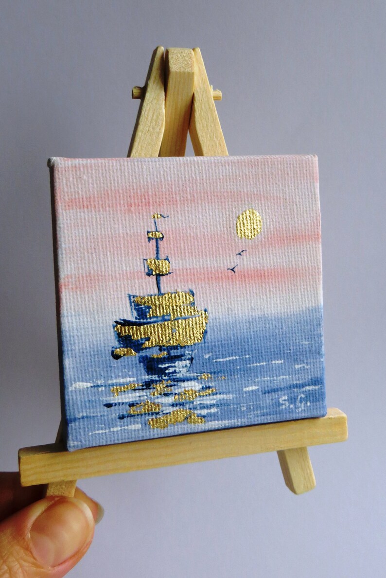 Small Paintings Sailboat Miniature Paintings Small Canvas Art | Etsy