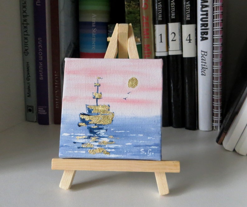 Small Paintings Sailboat Miniature Paintings Small Canvas Art | Etsy