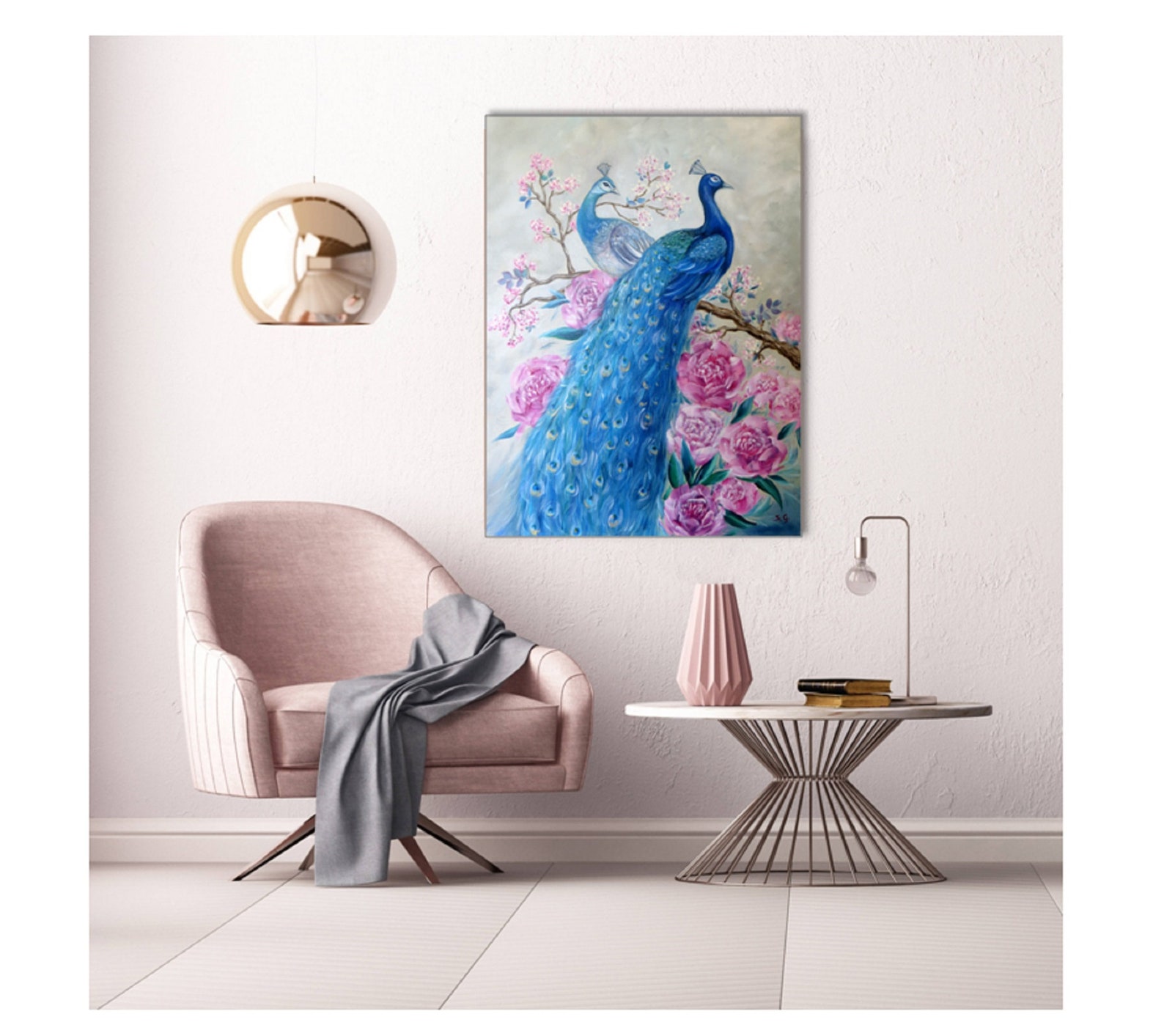 Peacock Painting on canvas Acrylic painting Birds art Original | Etsy