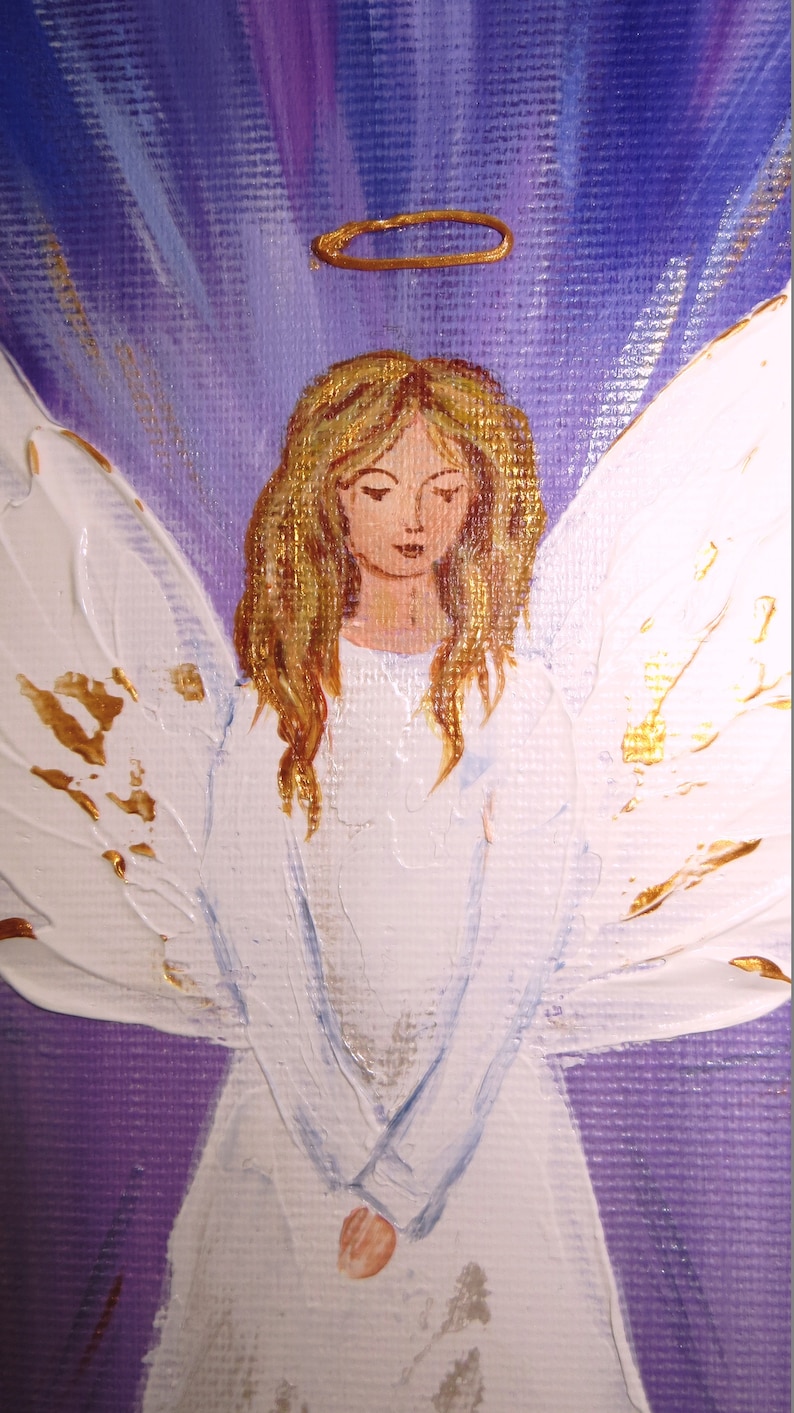 Original Angel Painting Guardian Angel Decor White Angel Wings - Etsy
