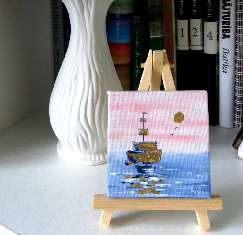 Small Paintings Sailboat Miniature Paintings Small Canvas Art | Etsy