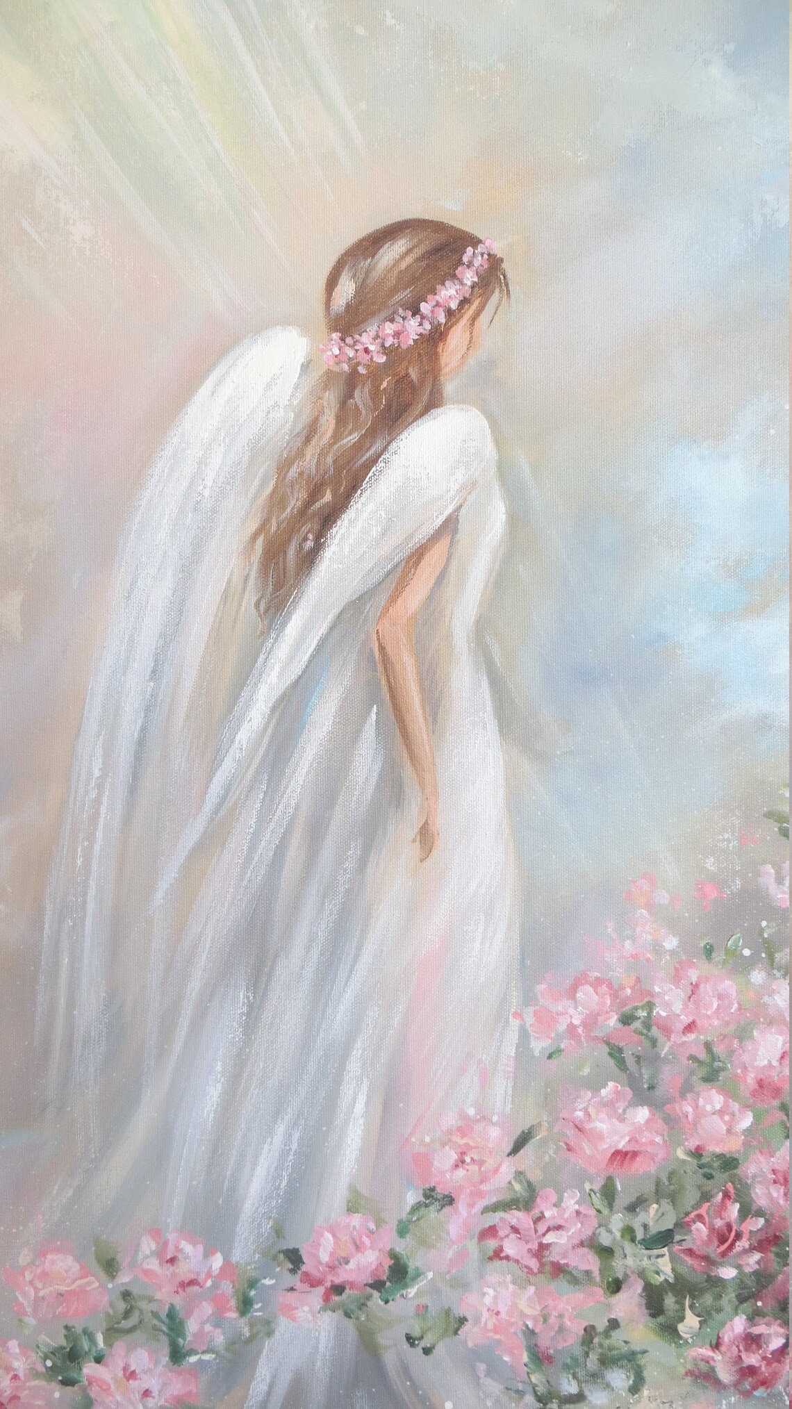 White Angel Wings Wall Art on Canvas Original Painting Angel - Etsy