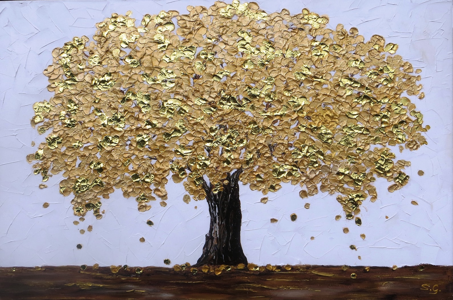 Gold Leaf Painting Large Painting Canvas Art Gold Framed Art - Etsy