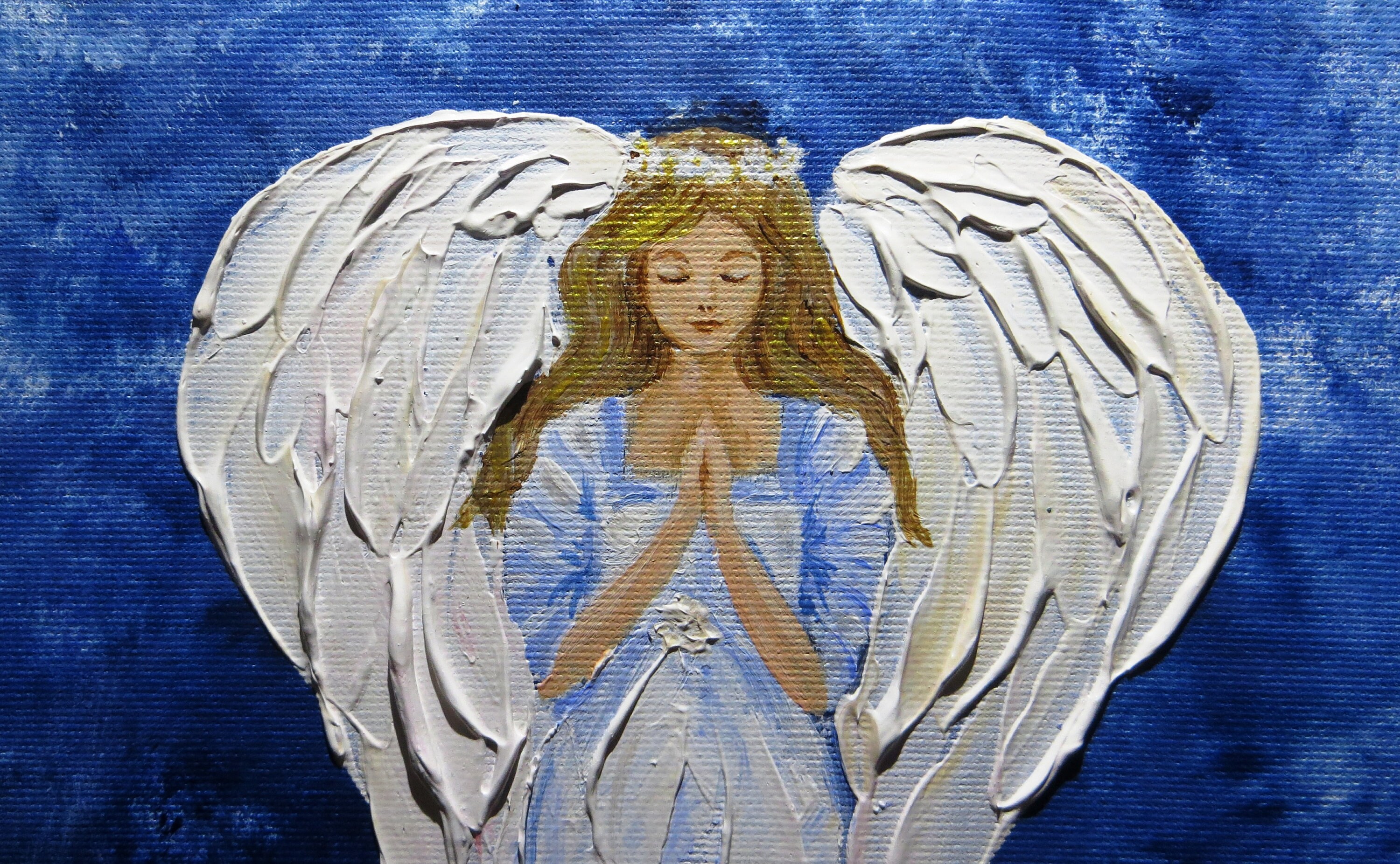 Angel Paintings Angel Praying White Angel Wings Wall Decor - Etsy