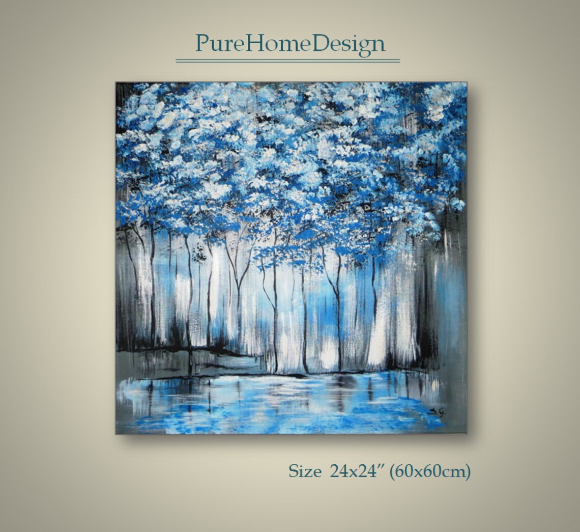 ABSTRACT ORIGINAL Painting Blue Painting Canvas Abstract Tree - Etsy