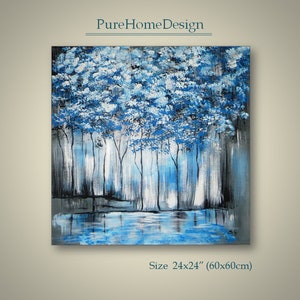 ABSTRACT ORIGINAL Painting Blue Painting Canvas Abstract Tree Canvas ...
