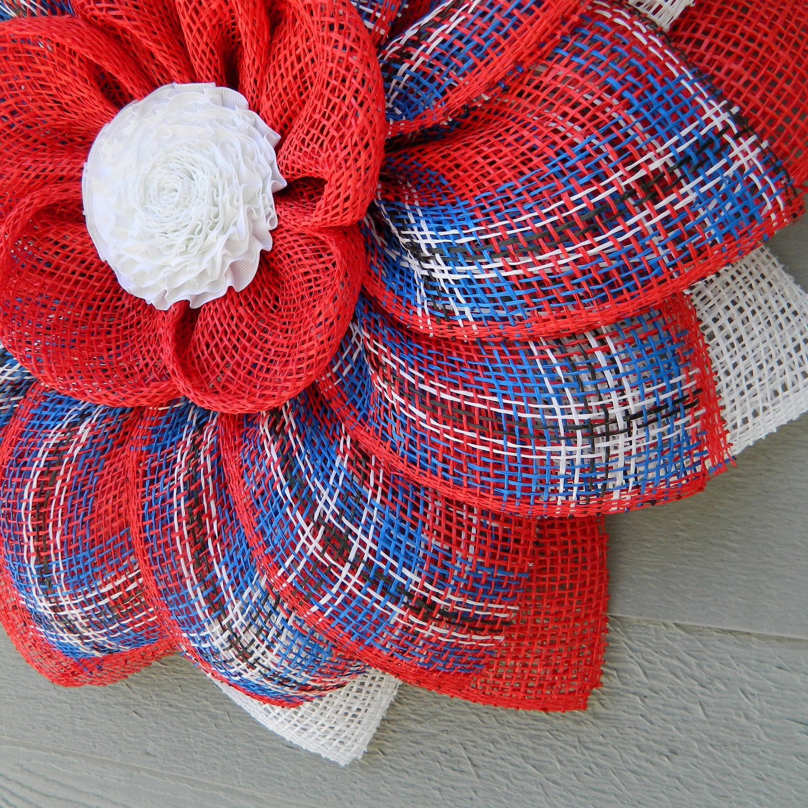Red White and Blue Front Door Wreath Patriotic Wreath July - Etsy