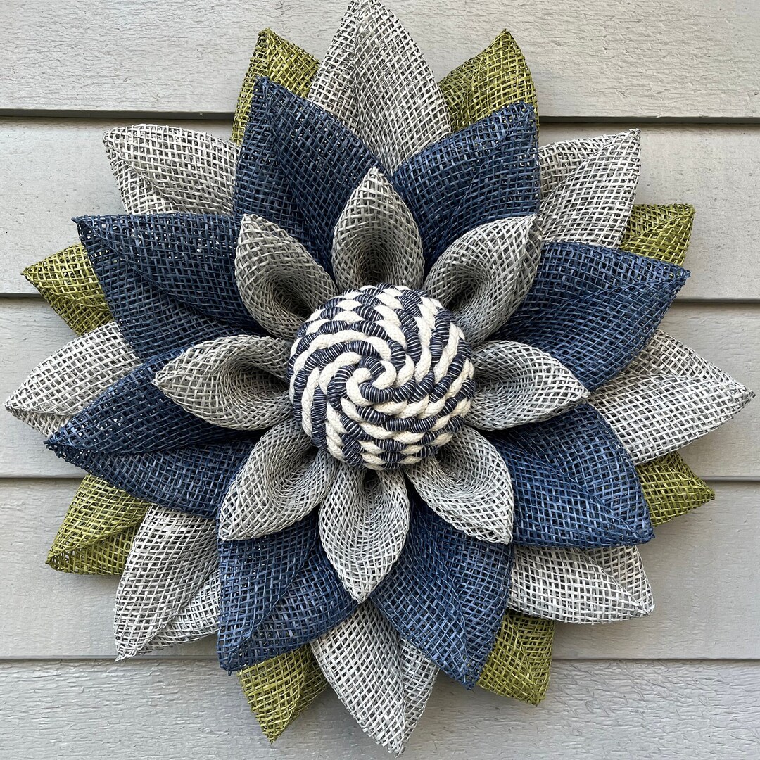 Navy Blue Nautical Sunflower Front Door Wreath, Spring Summer Flower ...