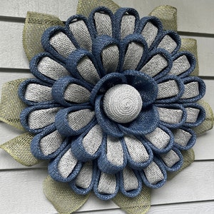 Daisy Chain Wreath for Front Door, Mesh Daisy Wreath, Navy Blue Wreath ...